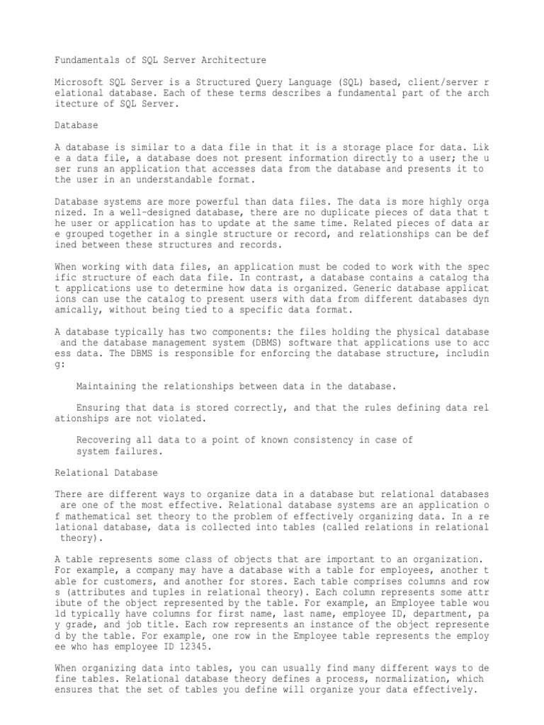 SQL Server Theory | PDF | Relational Database | Databases