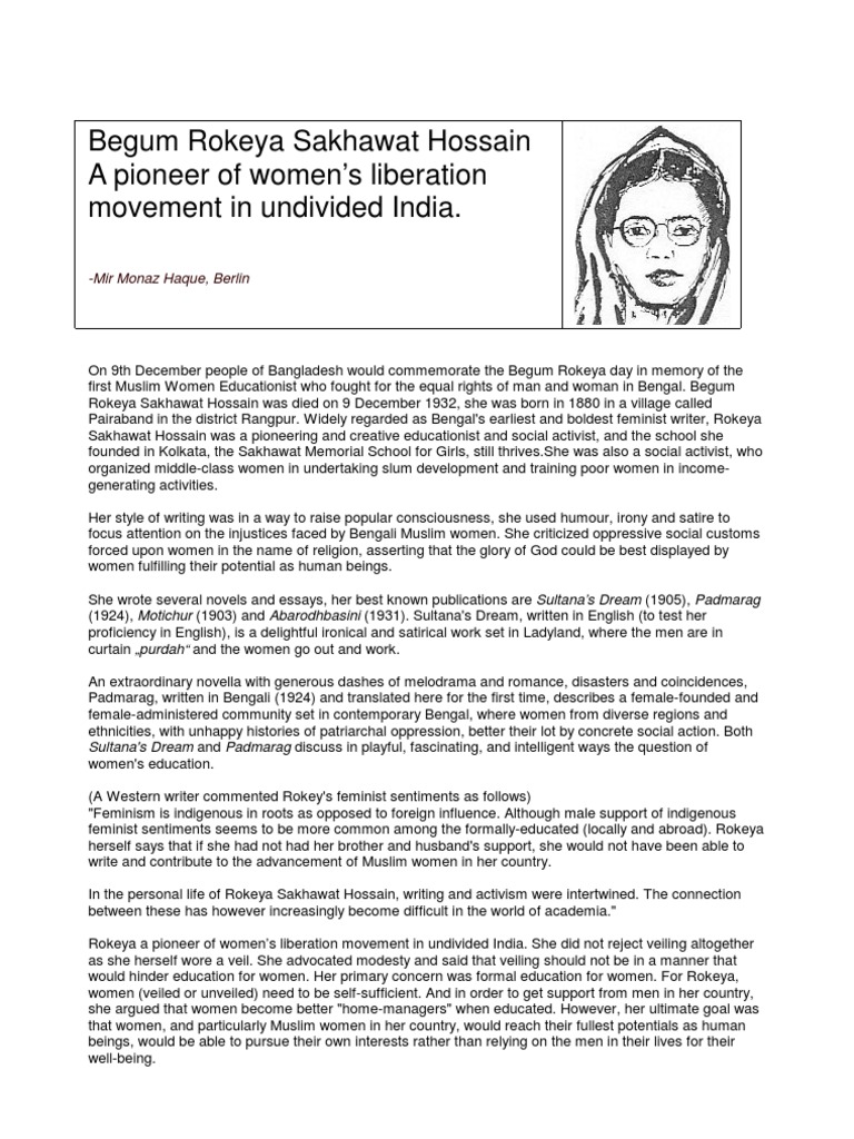 Begum Rokeya | PDF | Critical Theory | Social Movements
