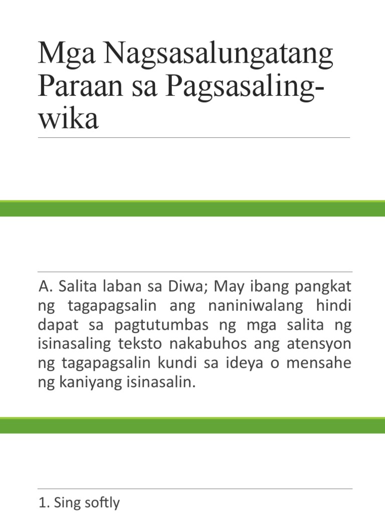 Mga Nagsasalungatang Paraan Sa Pagsasaling-Wika | PDF