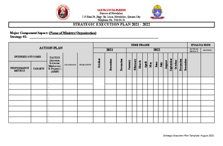 STRATEGIC EXECUTION PLAN Template | PDF | Business