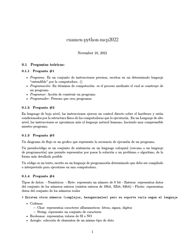 Examen Python mcp2022 | PDF | Lenguaje de programación | Programa de computadora