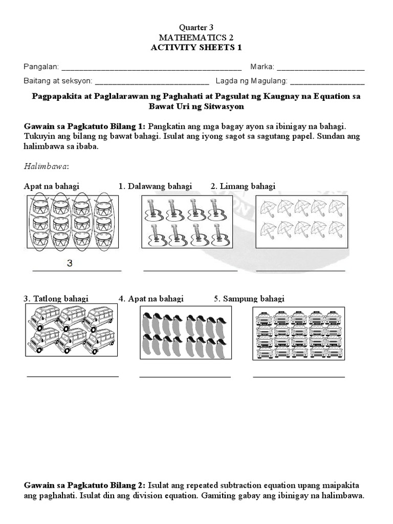 MATHEMATICS 2 Activity Sheet Q3 W1 | PDF