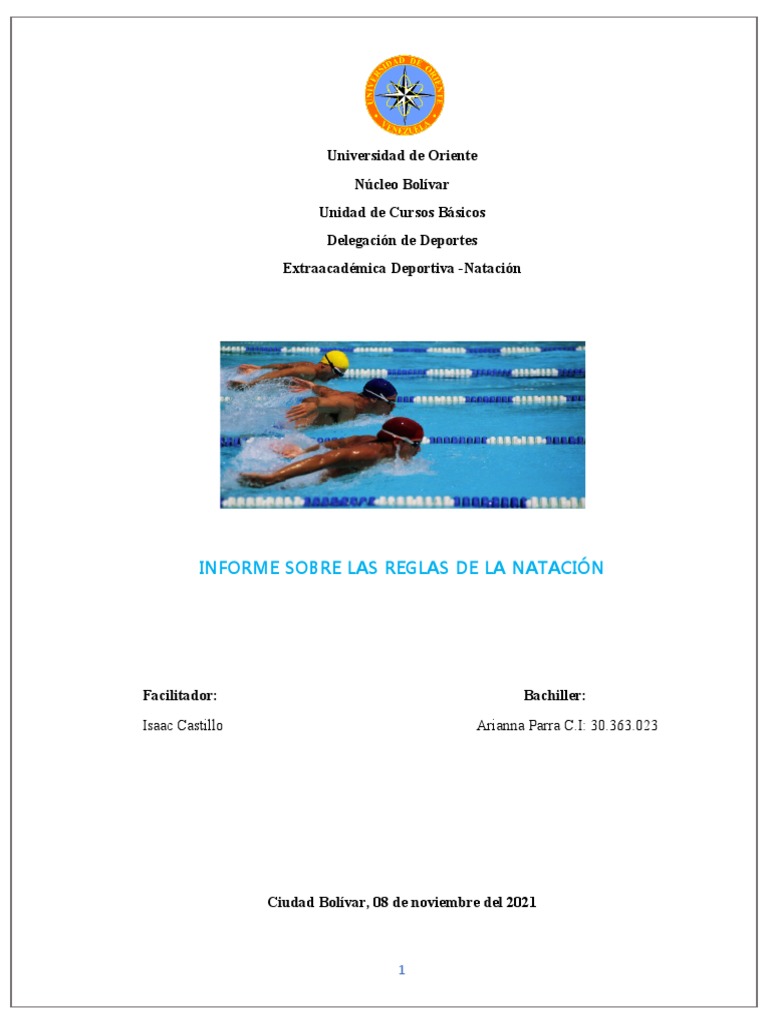 Informe Sobre Reglas de La Natacion | PDF | Nadando | Natación (deporte)
