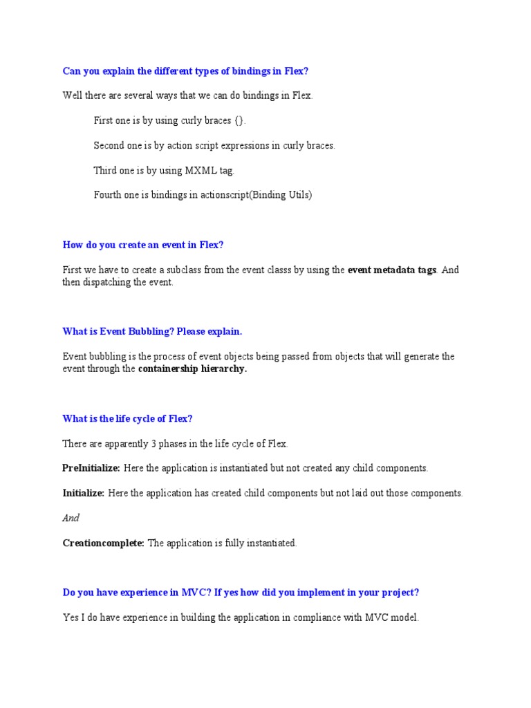 Can You Explain The Different Types of Bindings in Flex? | Download Free PDF | Apache Flex ...