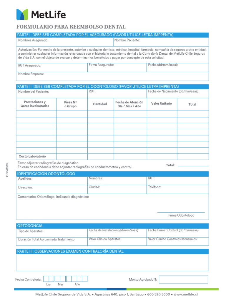 Formulario Reembolso Dental | PDF