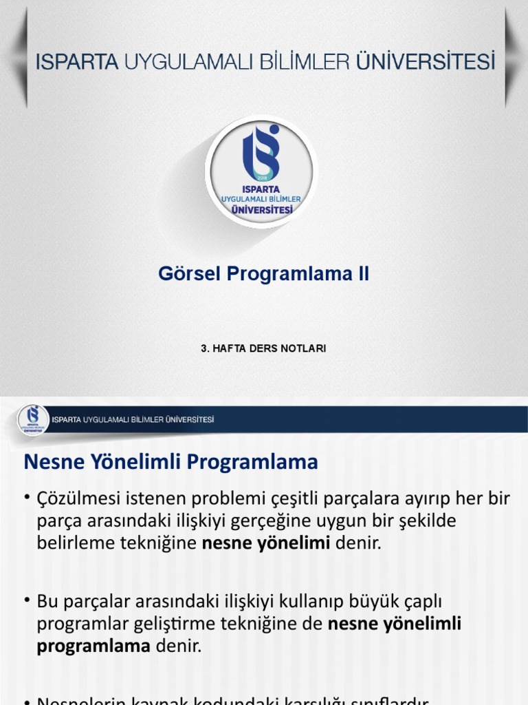 Gorsel Programlama II 3 Hafta Ders Notlari | PDF
