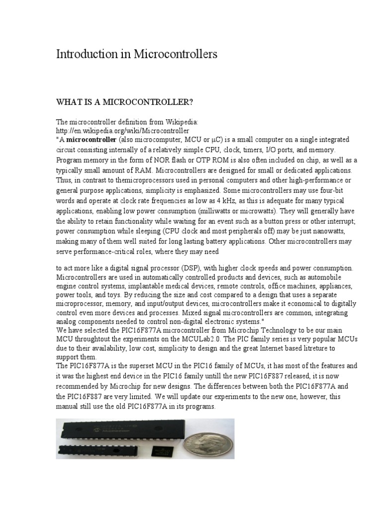 Introduction in Micro Controllers | PDF | Microcontroller ...