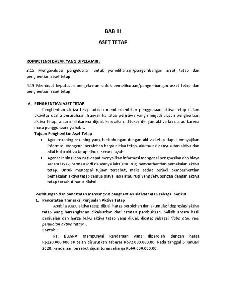 Bab 3 Aset Tetap (Pengembangan Dan Penghentian Aset Tetap) | PDF
