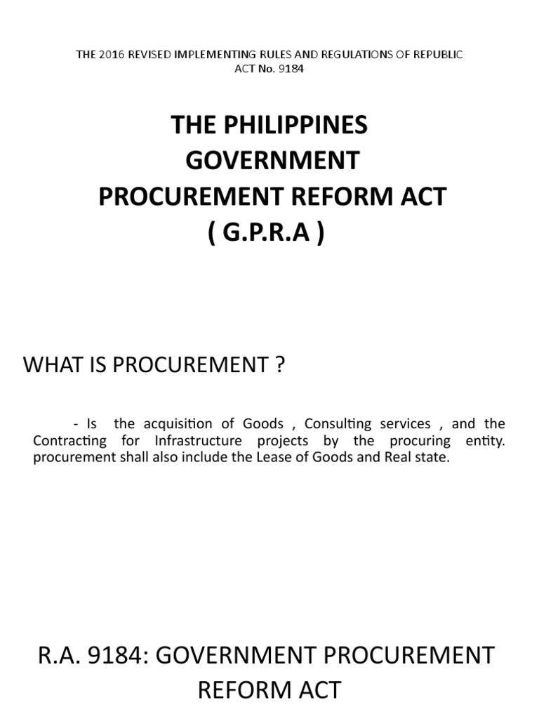 Implementing the Government Procurement Reform Act: A Summary of the ...