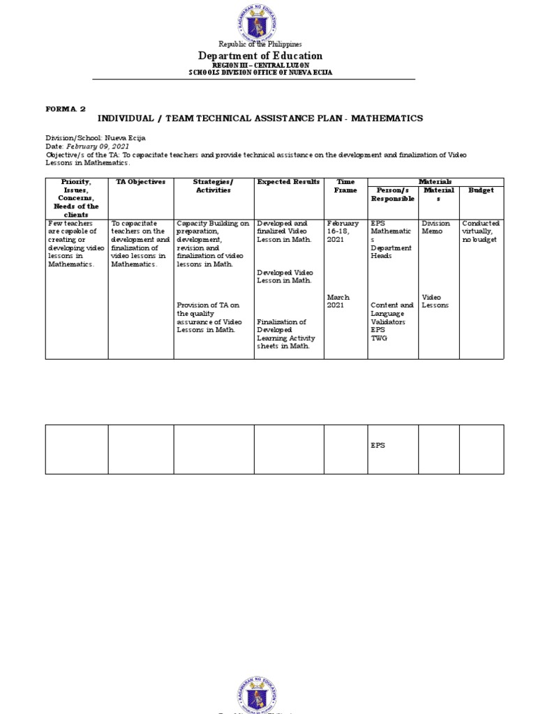 TA FORMS Video Lesson | PDF | Educational Technology | Learning