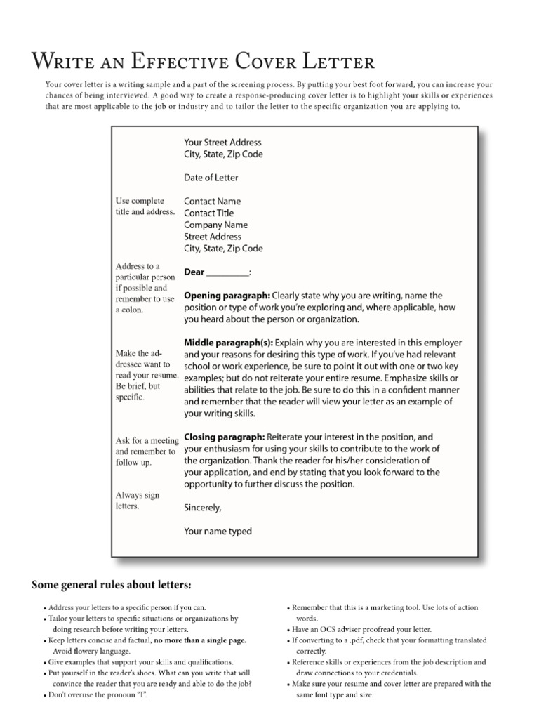 How To Write and Effective Cover Letter and Samples | PDF