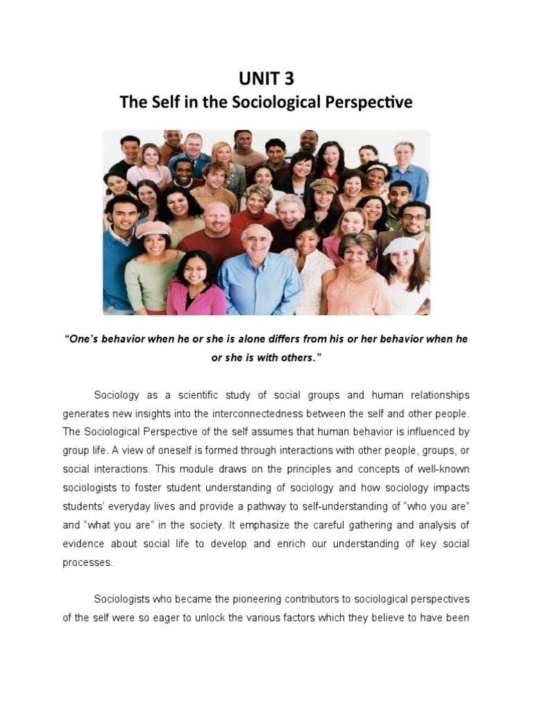 Lesson 3-Notes and Activity-Sociological | PDF | Sociology | Self