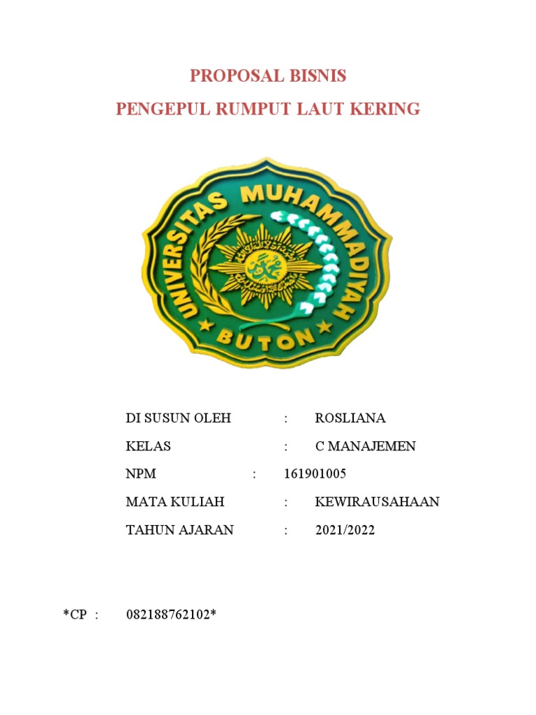 Proposal Bisnis Pengepulan Rumput Laut Kering Disusun Oleh Rosliana ...