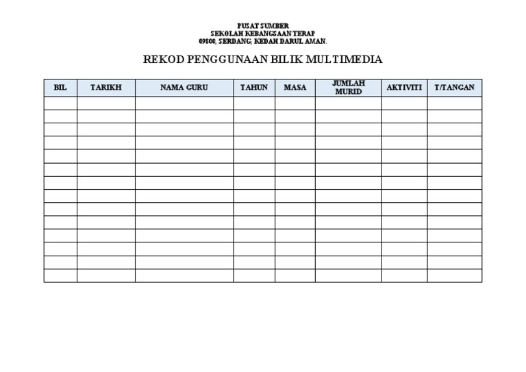 Rekod Penggunaan | PDF