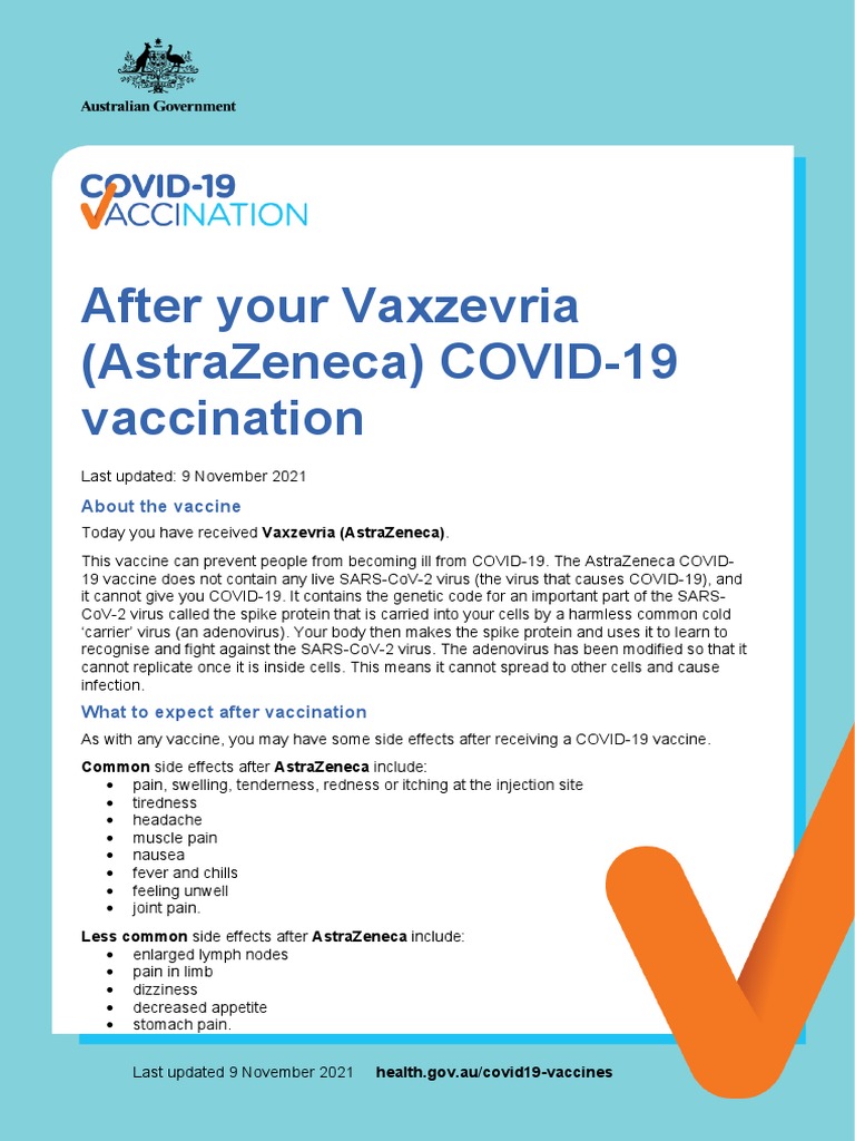 Health Department AstraZeneca Vaccine Printout | PDF | Thrombosis ...