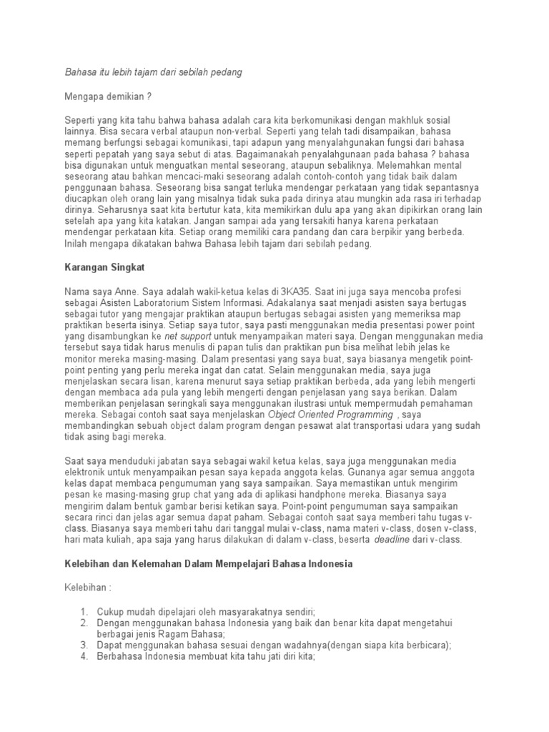 Bahasa Itu Lebih Tajam Dari Sebilah Pedang | PDF