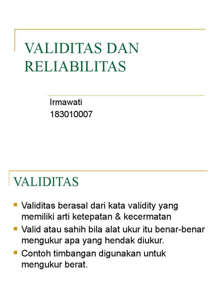Validitas Dan Reliabilitas 1 | PDF | Karier & Perkembangan | Komputer