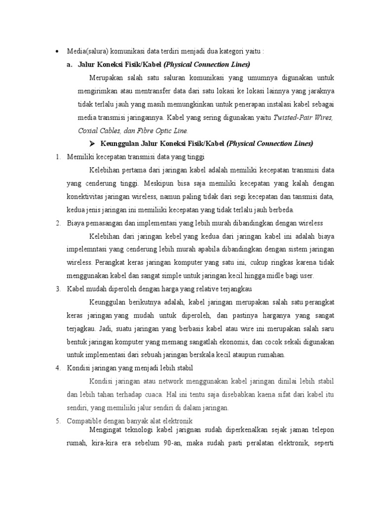 A. Jalur Koneksi Fisik/Kabel (Physical Connection Lines) : Coxial ...