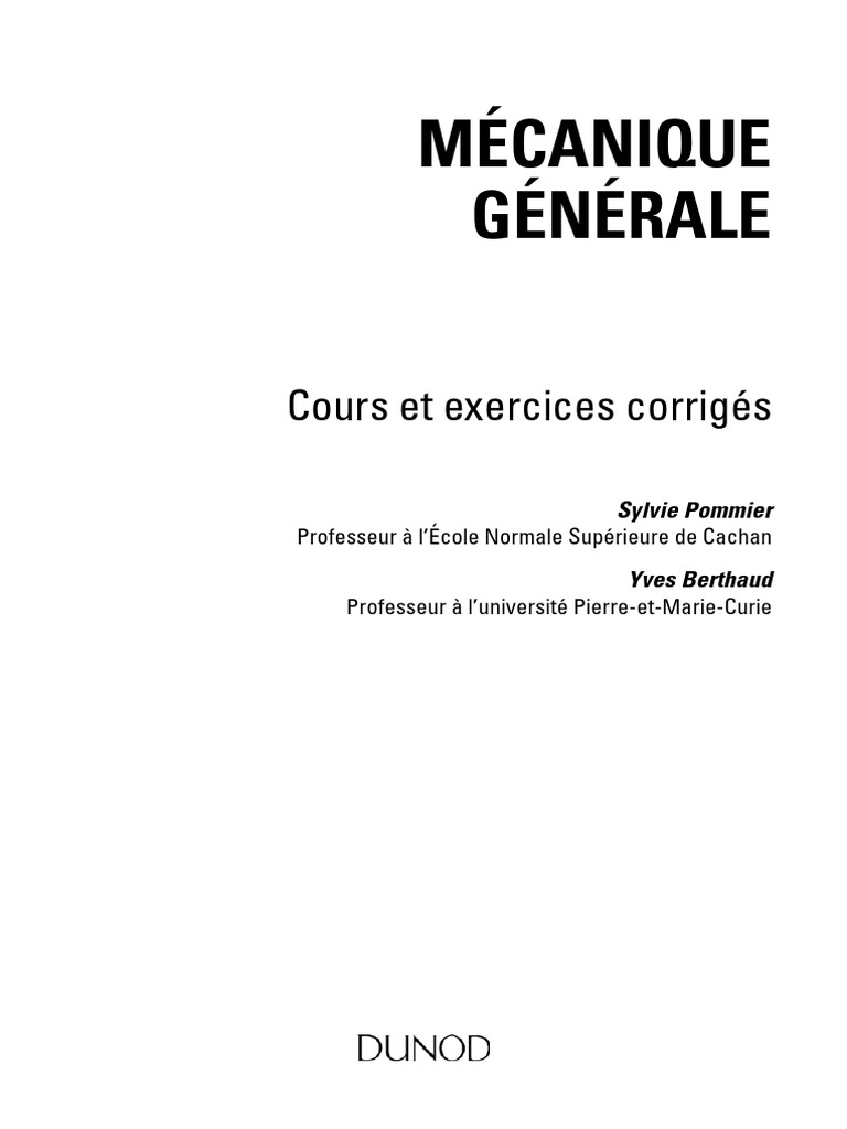 Cours et exercices de mécanique générale | PDF