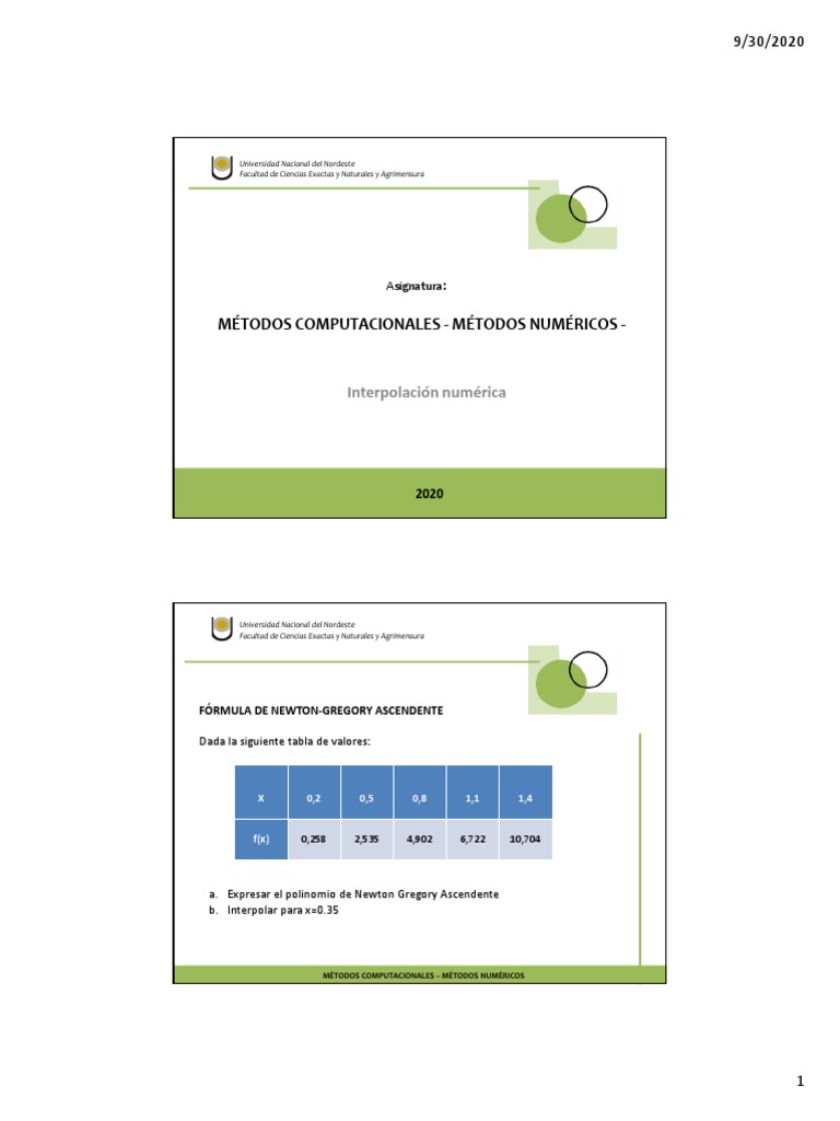Ejercicios de Las Fórmulas de Newton-Gregory | PDF | Algoritmos ...