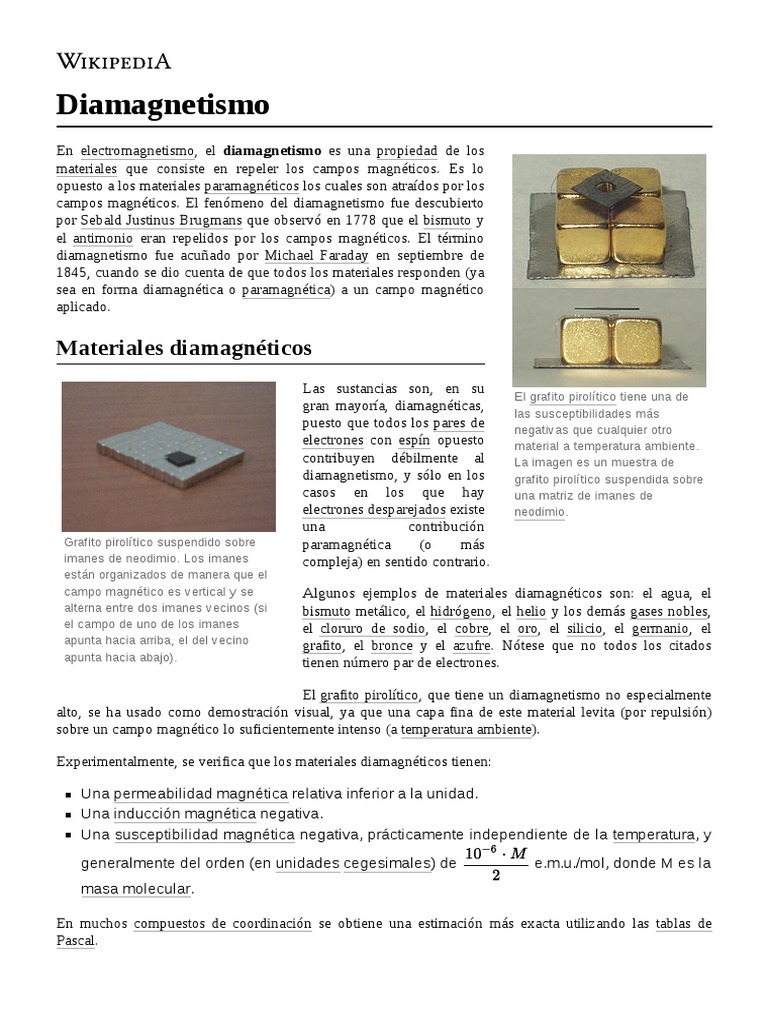 Diamagnetismo | PDF | Ciencias fisicas | Física Aplicada e ...
