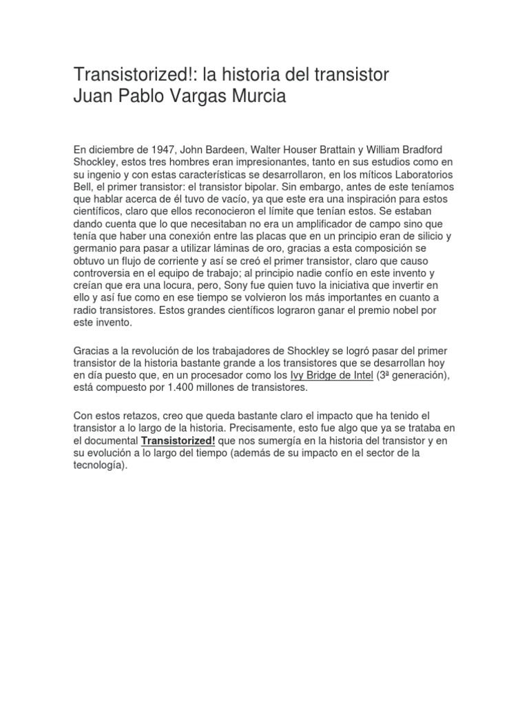 La historia del transistor: de su creación en los Laboratorios Bell a ...