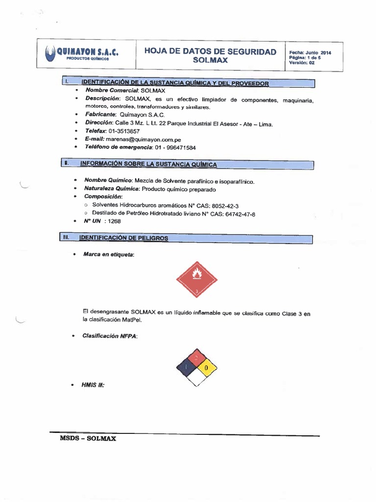 296 MSDS - Solmax | PDF