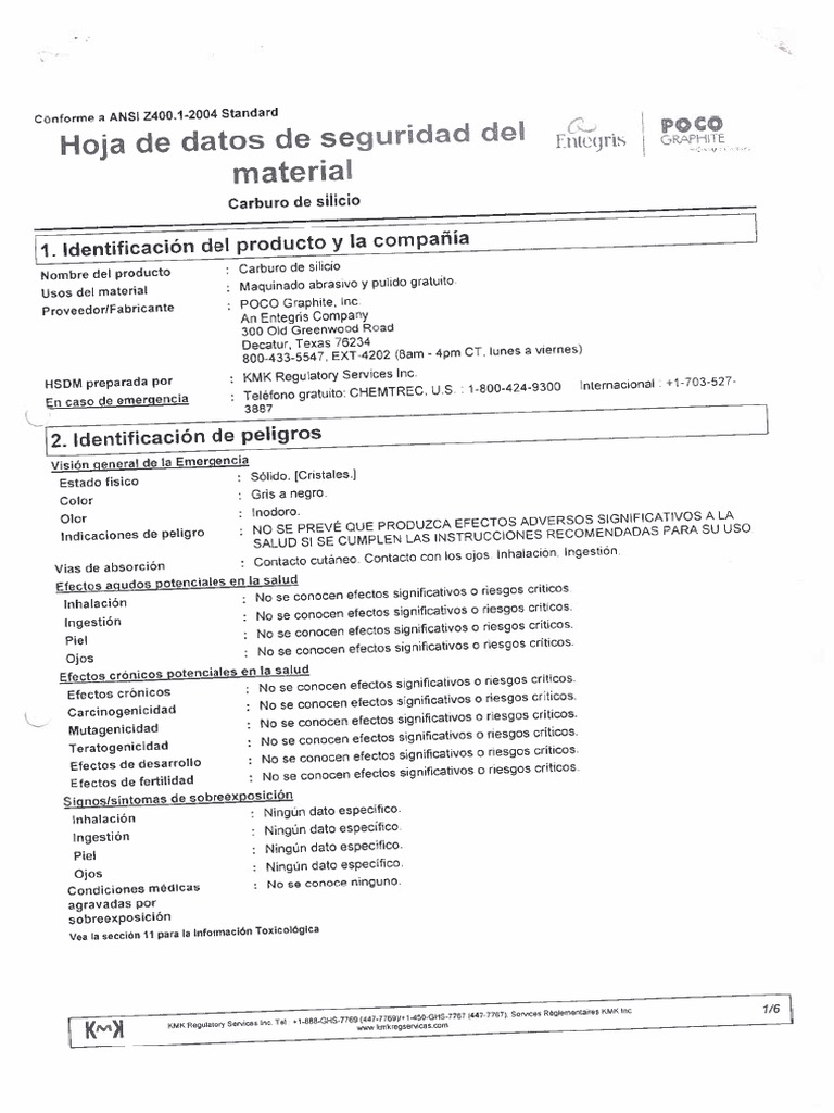 299 Msds - Carburo de Silicio | PDF