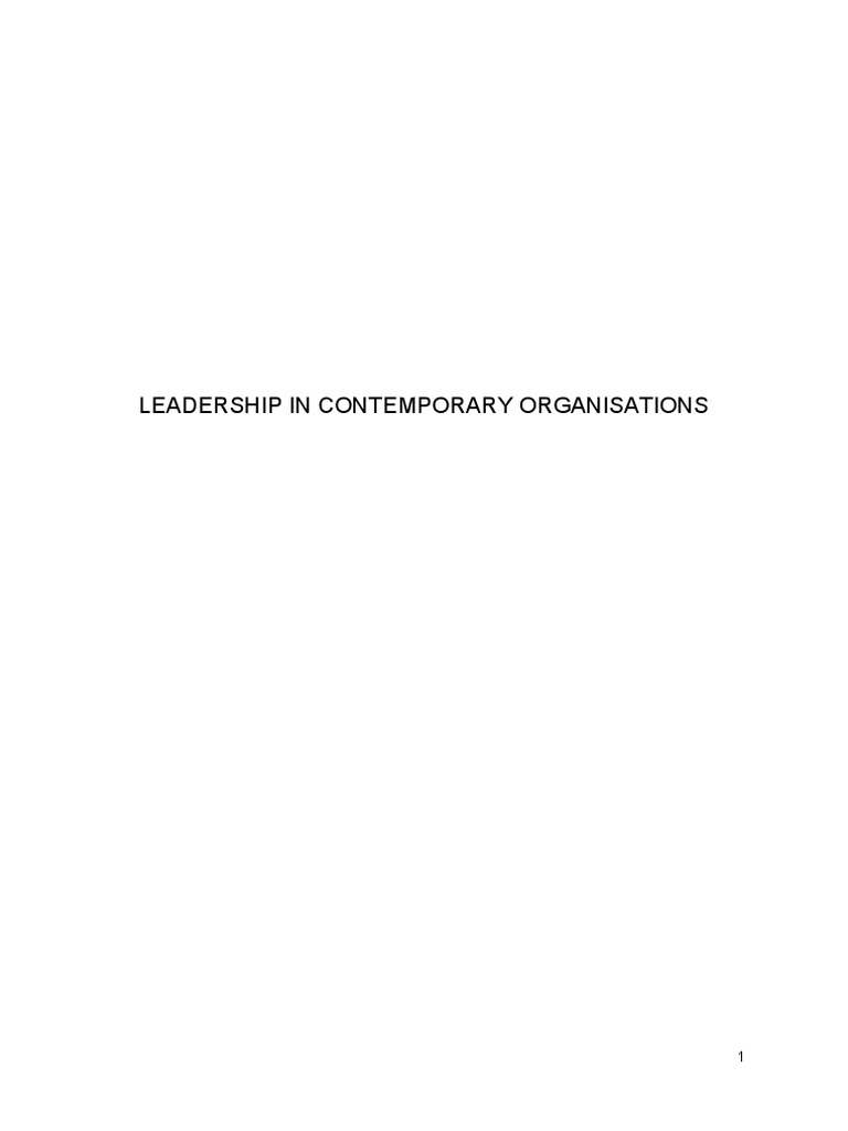 Leadership in Contemporary Organisations Final File | PDF | Leadership ...