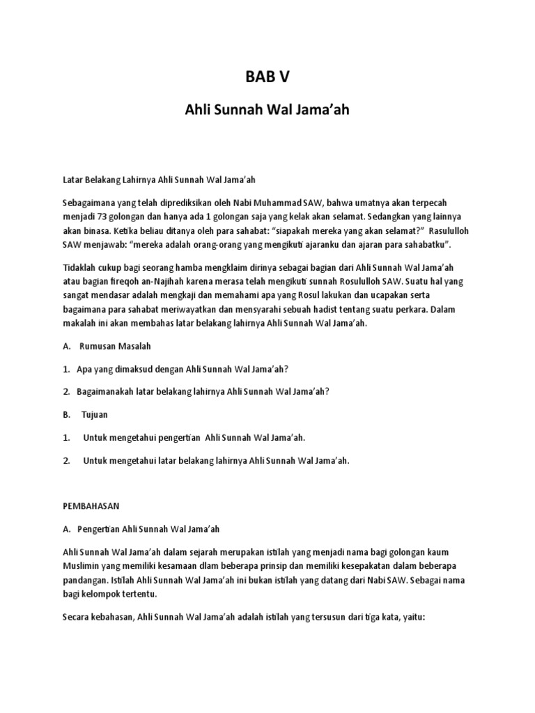 Ahlu Sunnah Wal Jama'ah | PDF