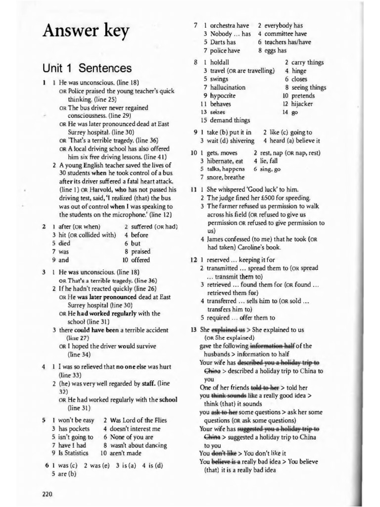 Answer Key - Oxford Practice Grammar. Advanced (SB) | PDF