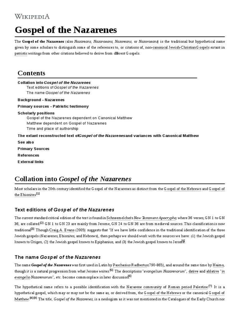 Text Editions of Gospel of The Nazarenes | PDF | Ancient Christianity ...