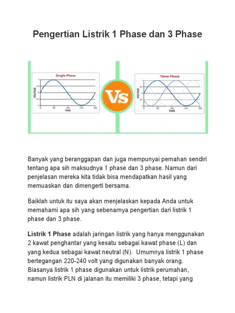 Pengertian Listrik 1 Phase Dan 3 Phase | PDF