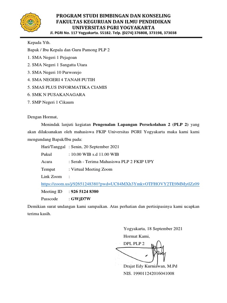 Surat Penerjunan PLP 2 | PDF
