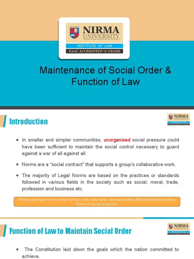 Maintaining Social Order Through Law | PDF | Sociology | Society