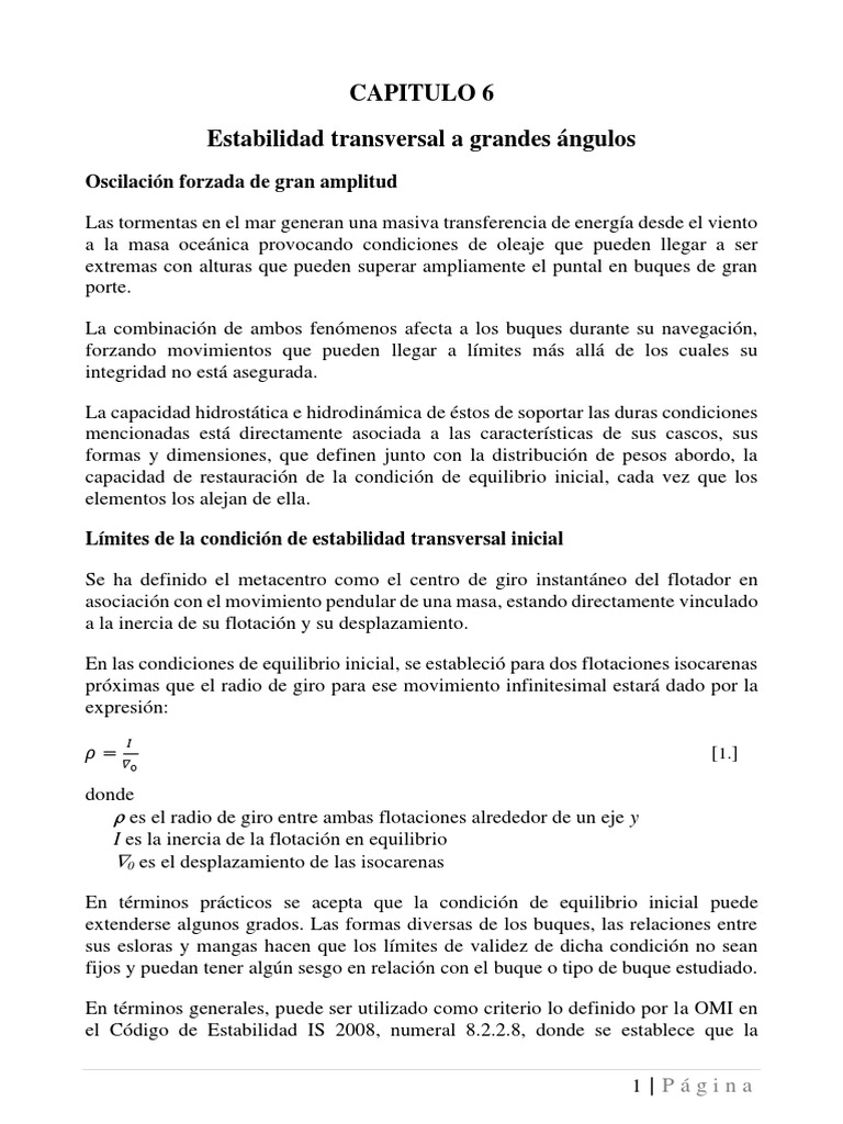 Capítulo 6 Estabilidad Transversal A Grandes Ángulos | PDF | Línea ...