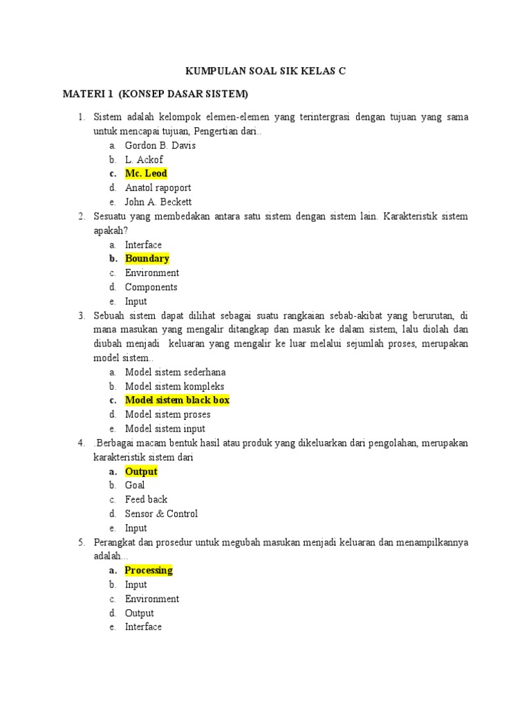 Kumpulan Soal Sik Kelas C | PDF