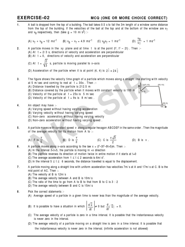 Kinametics Exercise-2 1630321501358 | PDF | Acceleration | Velocity Kinametics Exercise-2 1630321501358 | PDF | Acceleration | Velocity