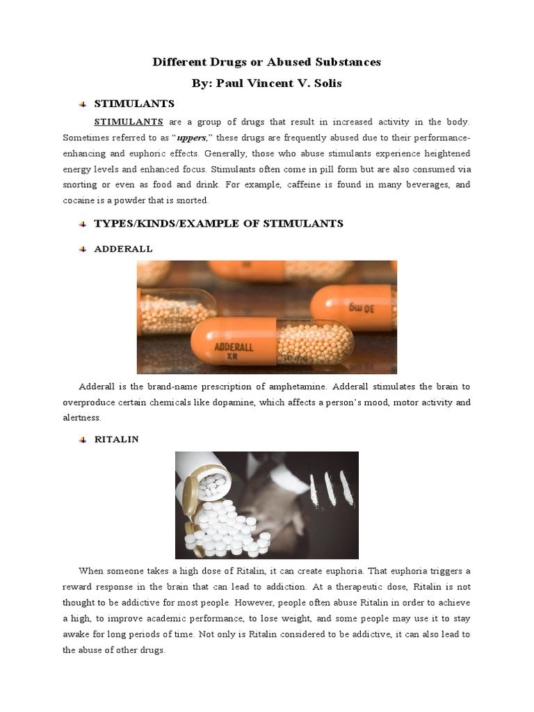 Different Drugs or Abused Substances - Solis, Paul Vincent V. - DRAFT ...