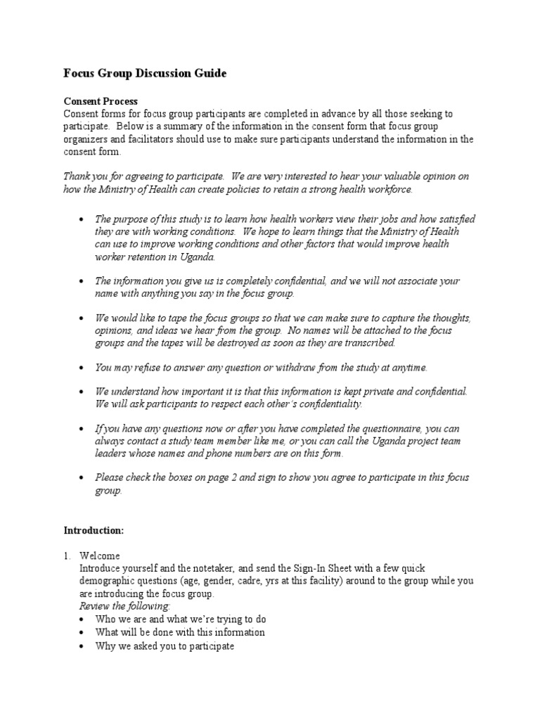 Focus Group Discussion Guide | PDF | Focus Group | Human Nature