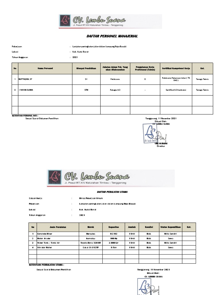 DPU Dan DPM REJO BASUKI CV LEMBU SUANA | PDF