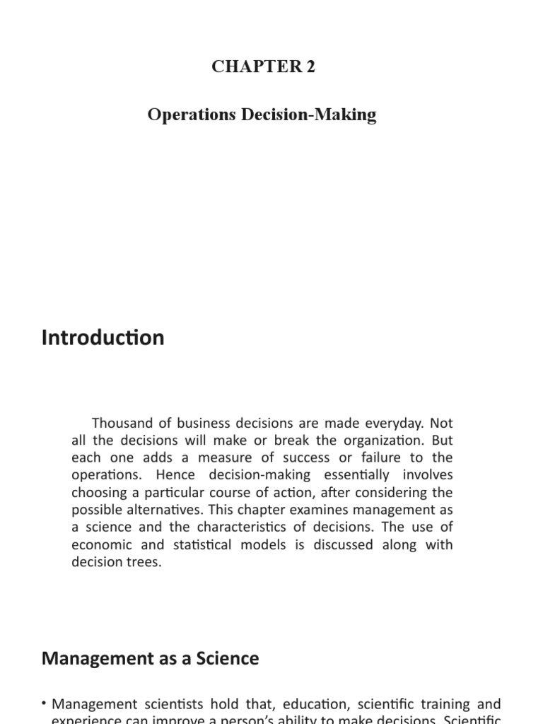 Operations Management Chapter 2 Cont | PDF | Decision Making | Statistics