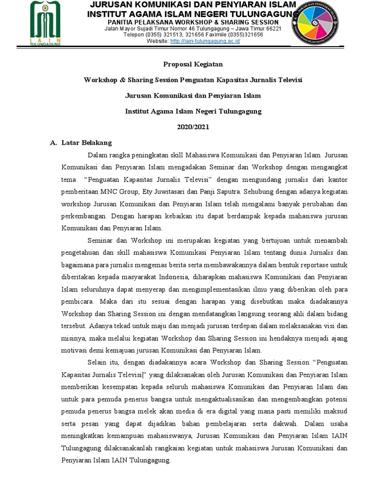 Proposal Kegiatan Workshop Dan Sharing | PDF
