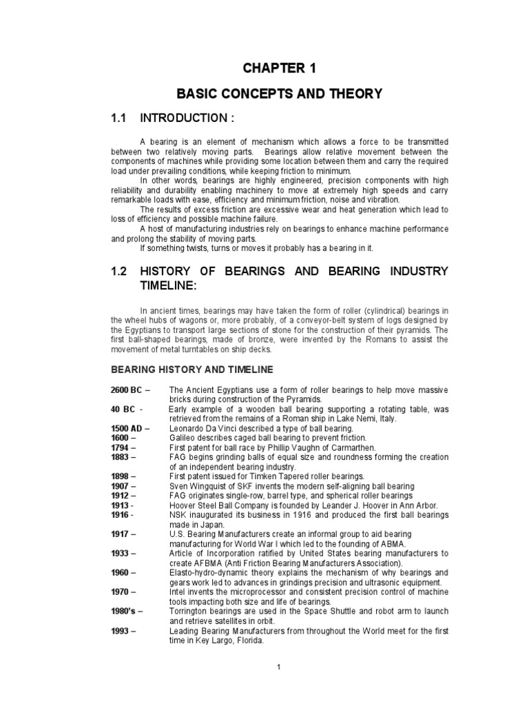 Basic Concepts and Theory: Bearing History and Timeline | PDF | Wear ...