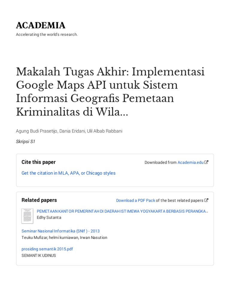 Implementasi Google Maps API Untuk Sistem Informasi Geografis Pemetaan ...