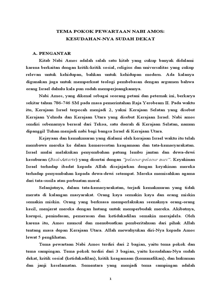 Kesudahan Nabi Amos dan Pesan Moral | PDF