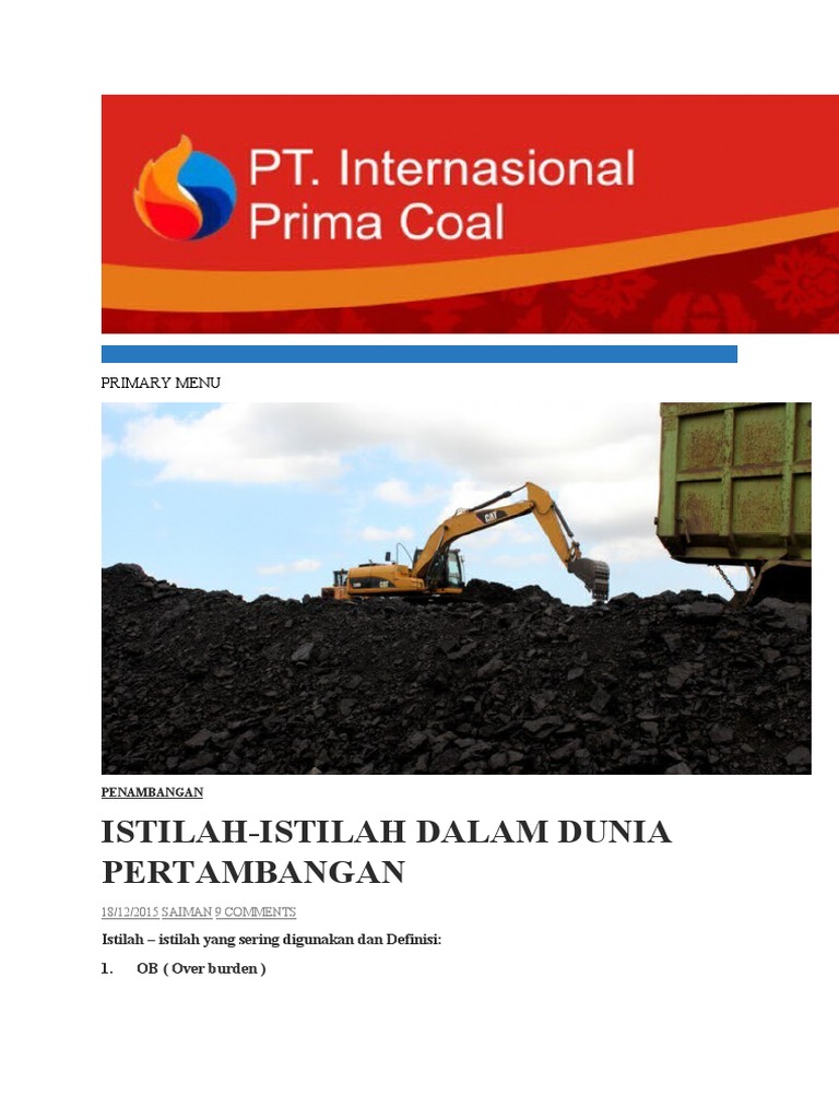 Istilah-Istilah Dalam Dunia Pertambangan | PDF