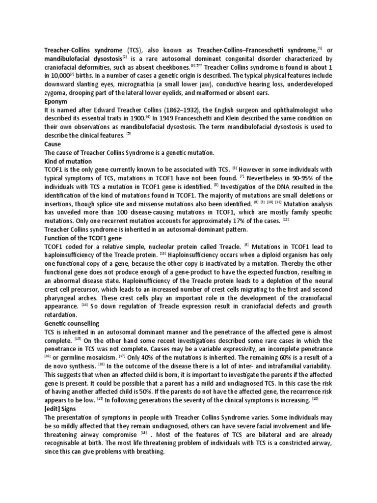 Treacher-Collins Syndrome (TCS), Also Known As Treacher-Collins ...