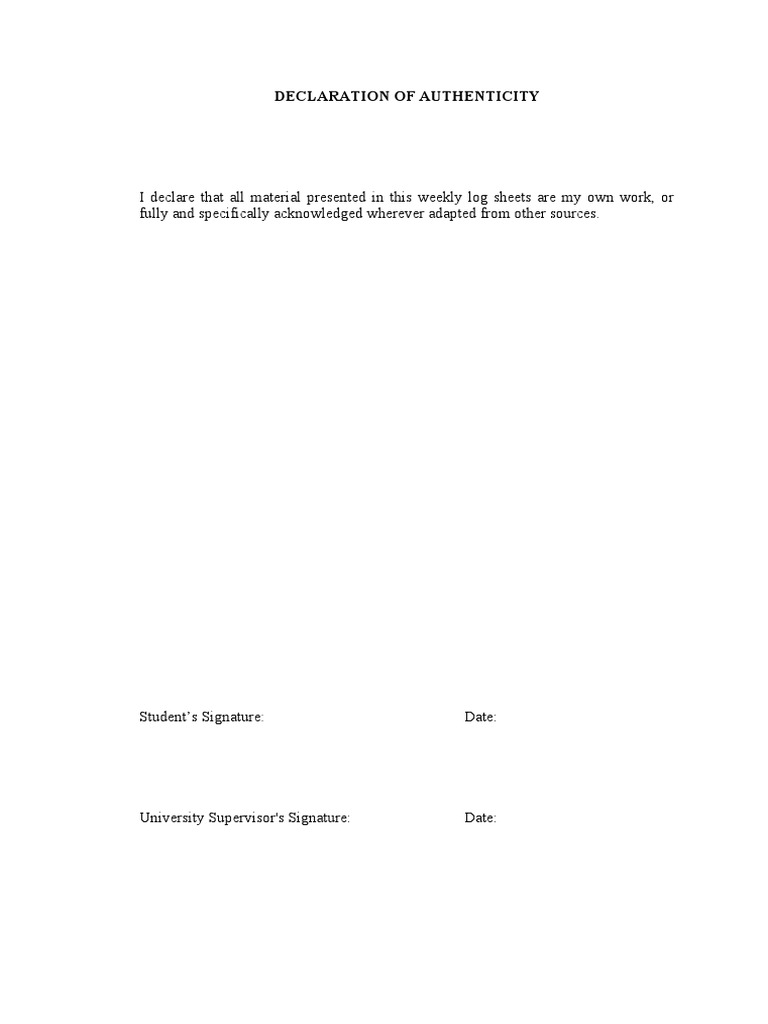 Declaration of Authenticity | PDF