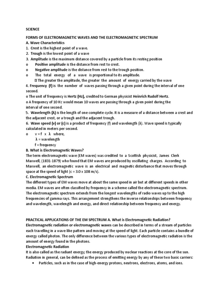 Exploring the Electromagnetic Spectrum: Characteristics of ...